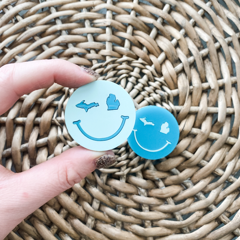 Acrylic Michigan Smiley Face Magnet (2-Pack) | Little Loon Co.